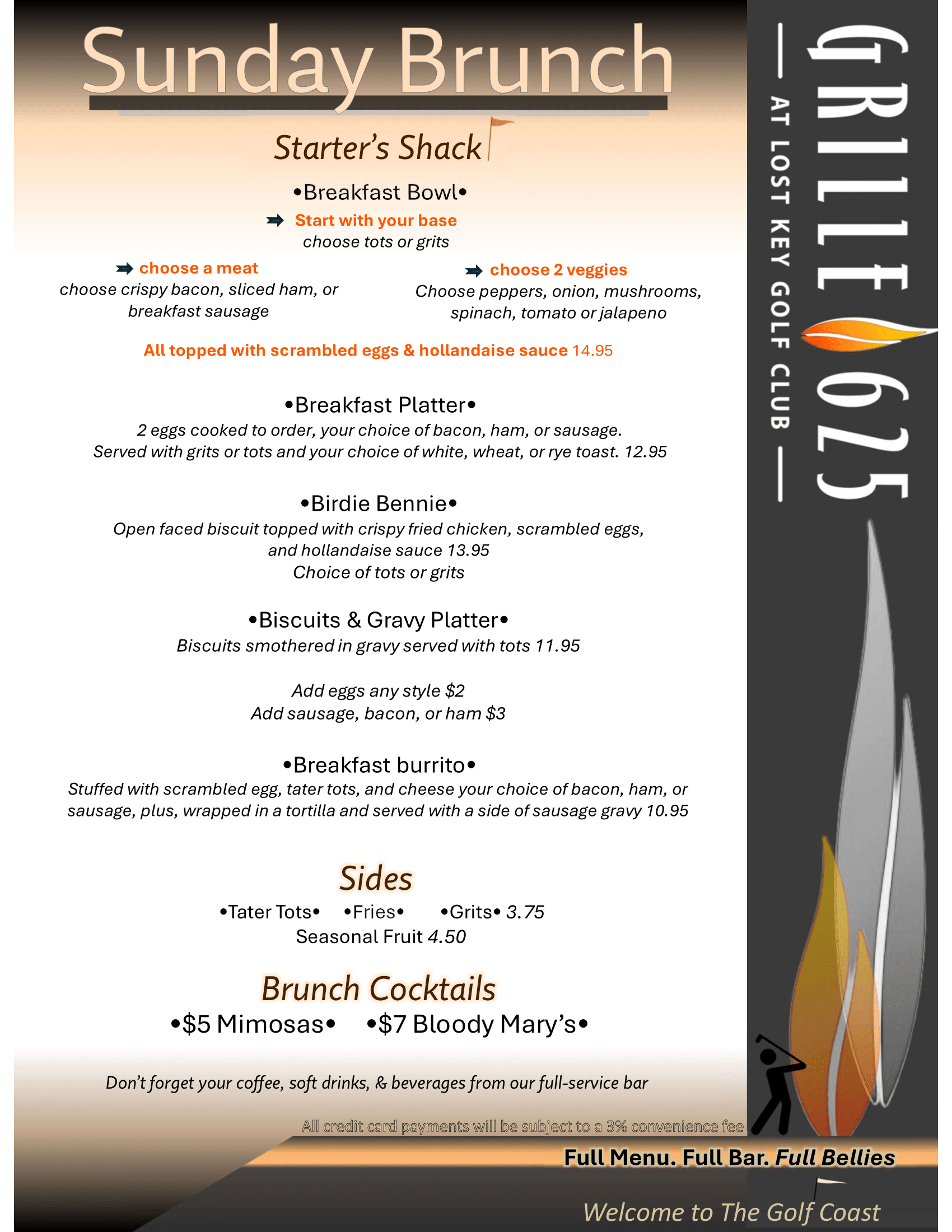 Brunch Menu - Lost Key Golf Club